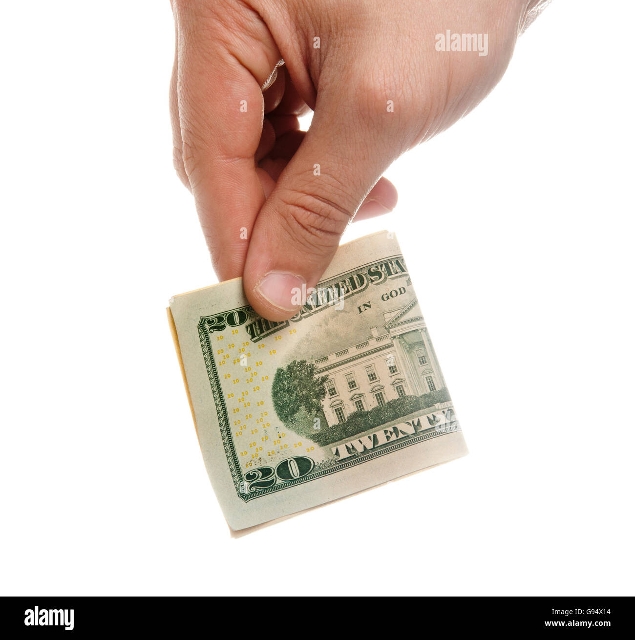 Money Saving Hand Isolated on White Background Stock Photo - Alamy