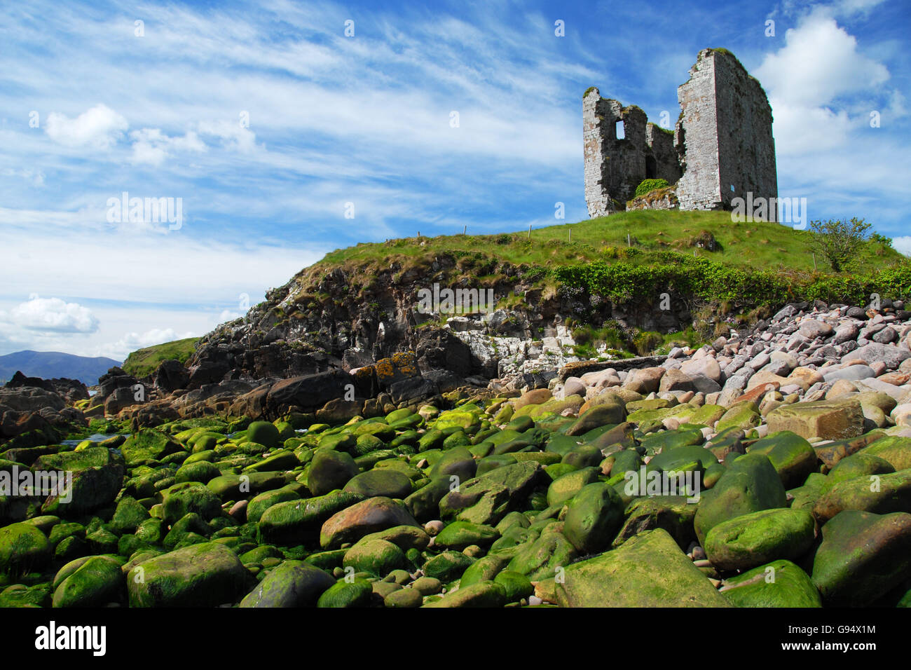 Ruins, Minard Castle, Lispole, County Kerry, Dingle Peninsula, Ireland ...