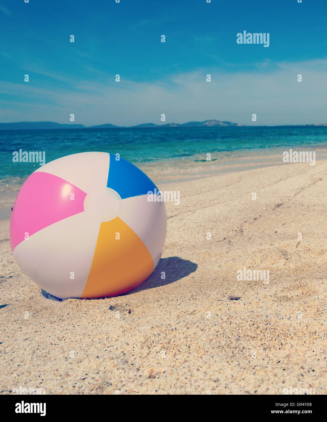 beach ball in vintage tone Stock Photo - Alamy
