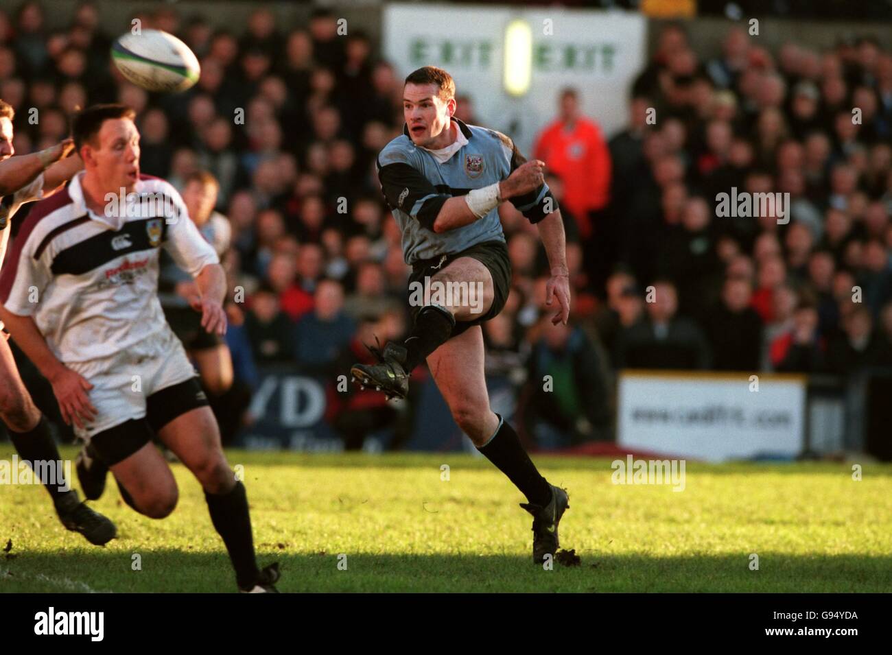 Matthew wintle cardiff kicks downfield hi-res stock photography and ...