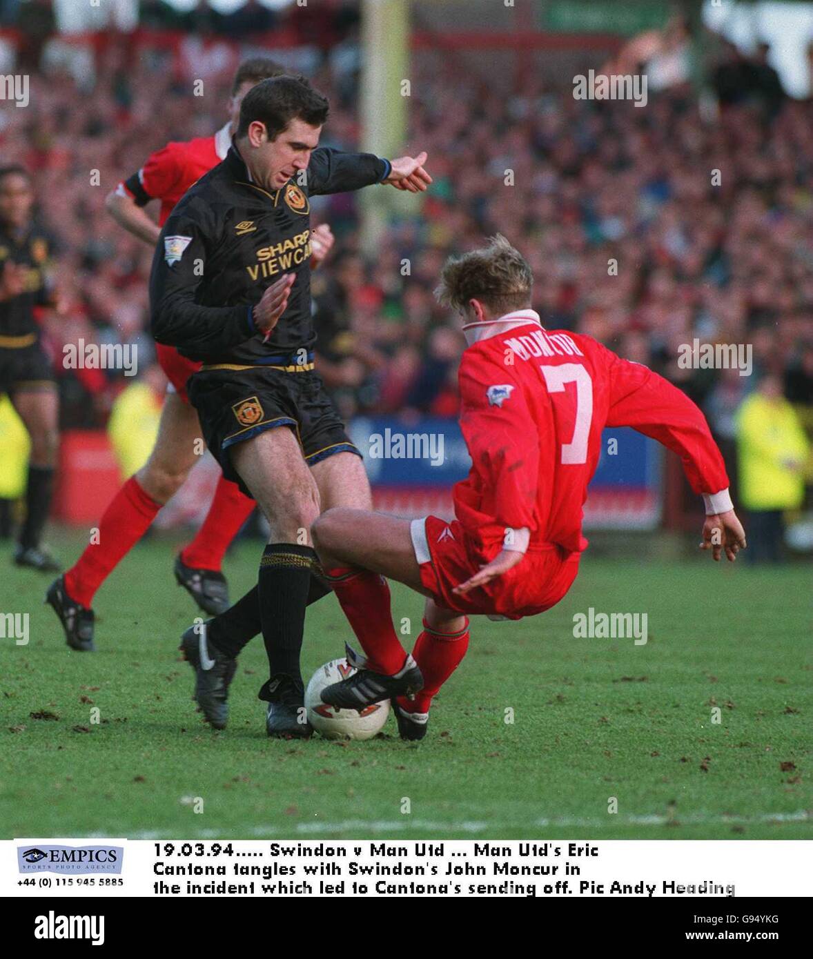 19.03.94. Swindon v Manchester United. Manchester United's Eric Cantona ...