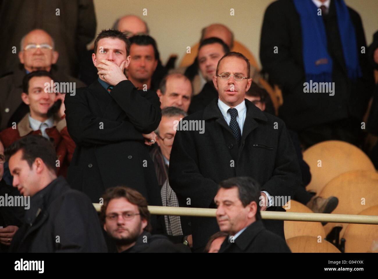Sampdoria's loan signing Lee Sharpe (left) watching the game from the ...