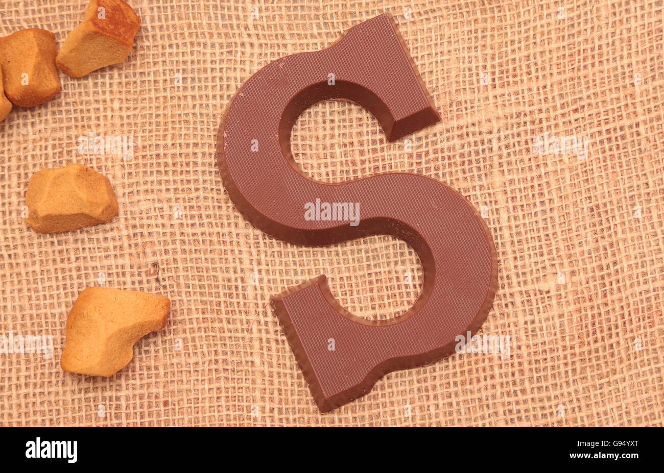 Traditional chocolate initial for the celebration of Sinterklaas, a ...