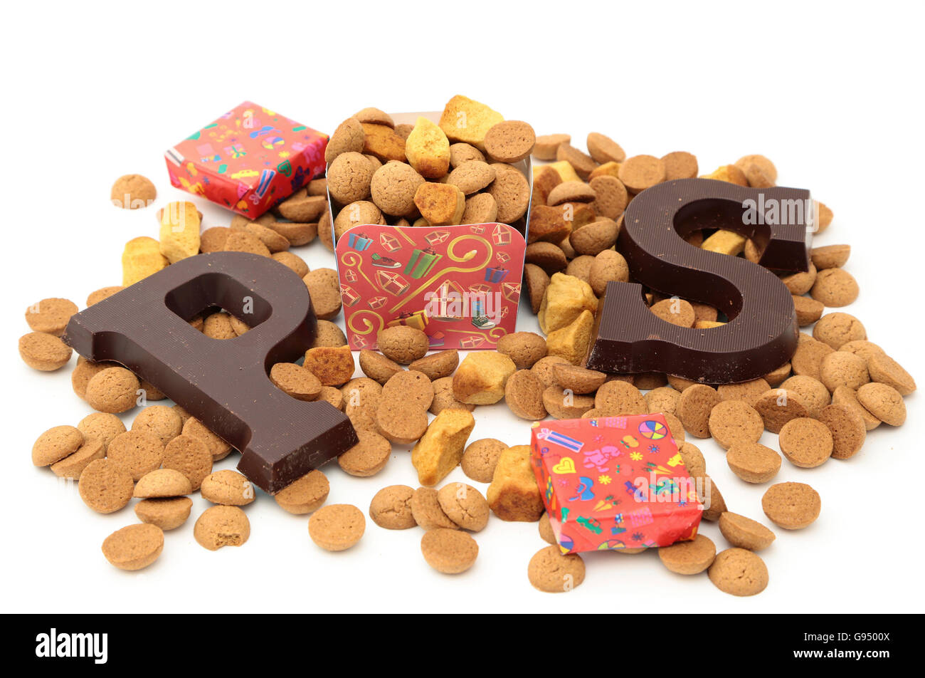 Traditional chocolate initials and cookies for the celebration of ...