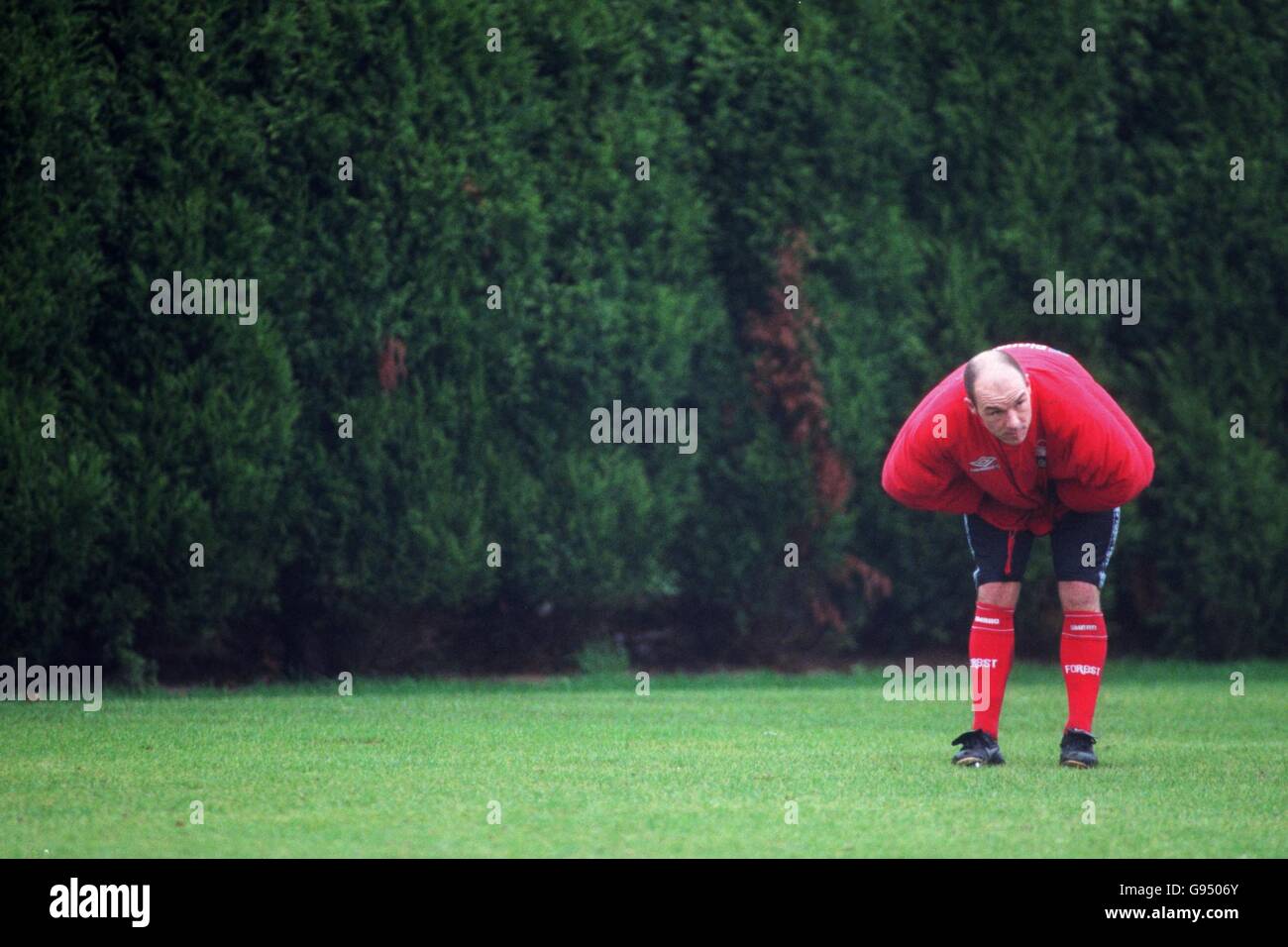Nottingham Forest's Steve Stone stretching before training Stock Photo ...