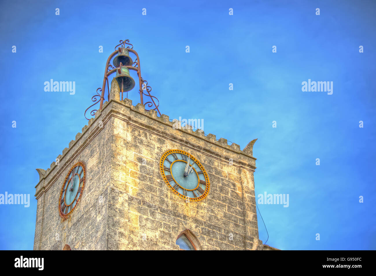 hdr watchtower under a blue sky Stock Photo - Alamy