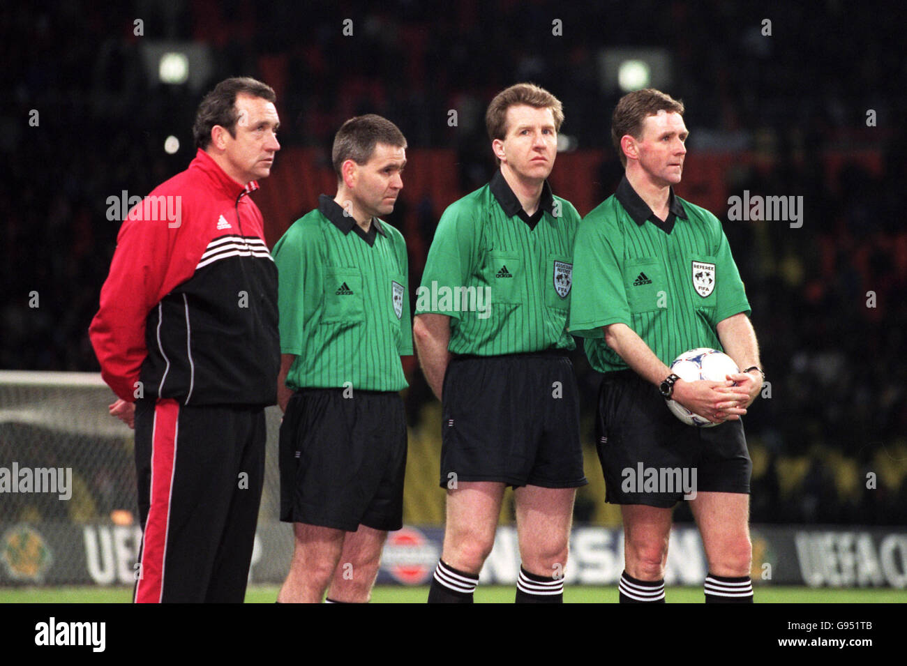 The officials for the UEFA Cup Final : Fourth official William Young ...