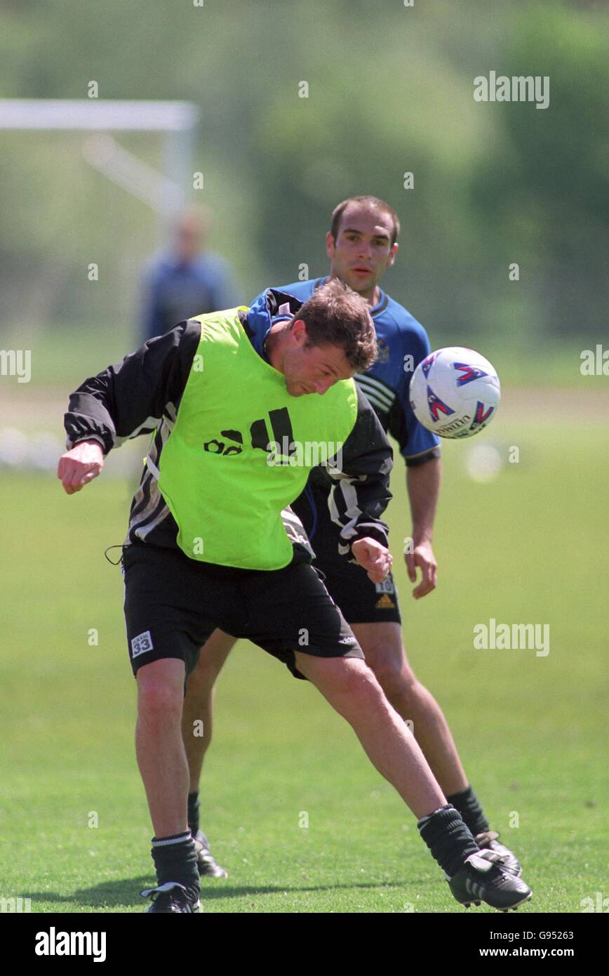 Soccer - Newcastle United Open Day. Newcastle's Duncan Ferguson heads ...
