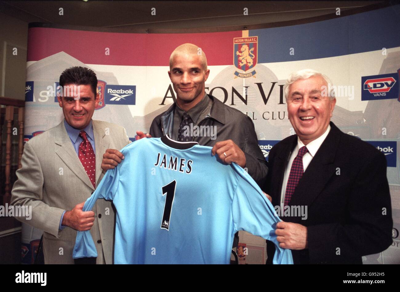 Football-David James signing at Aston Villa-. David James poses with ...