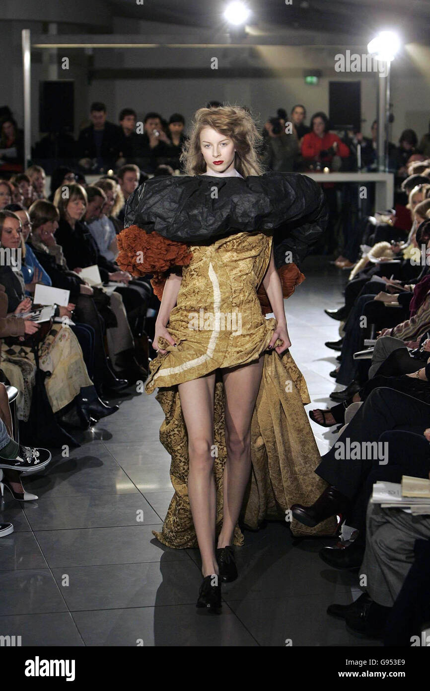 A model wears a creation by designer Robert Cary-Williams during the ...