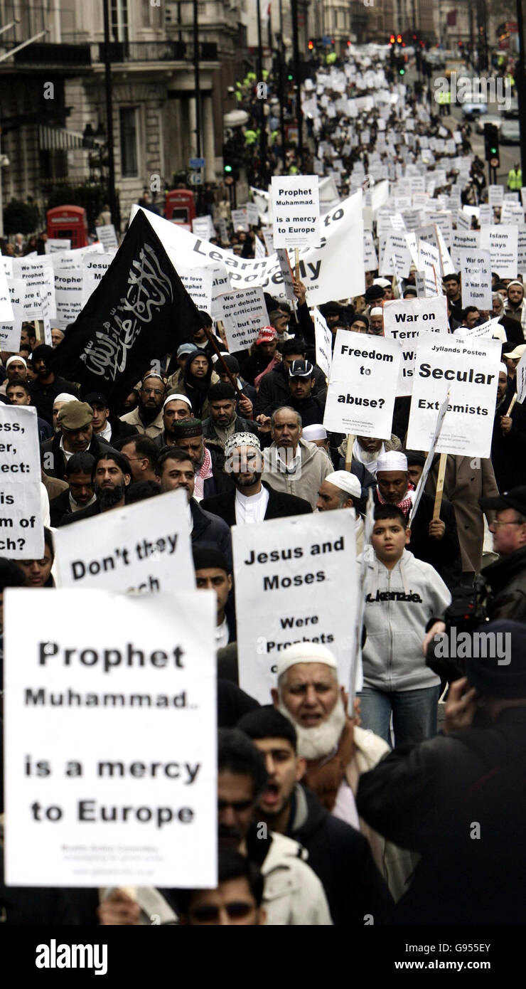 Muslims attend a demonstration rally and march starting at Trafalgar ...