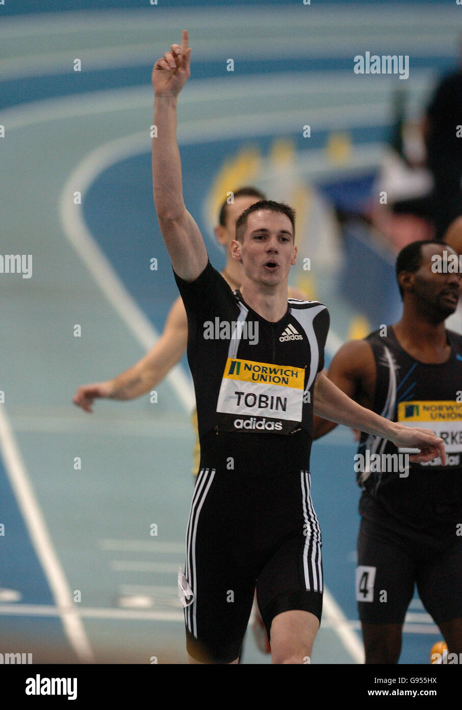 Great Britain's Robert Tobin celebrates winning the 400m Stock Photo ...