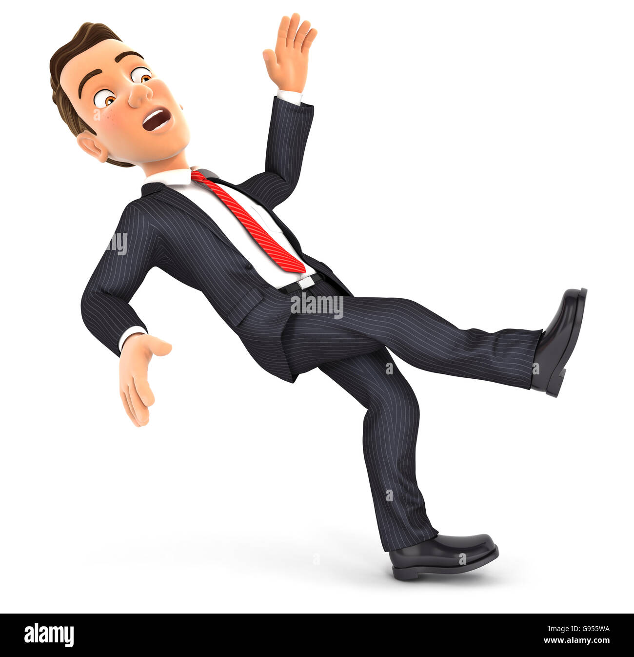 3d businessman slipping and falling, illustration with isolated white ...