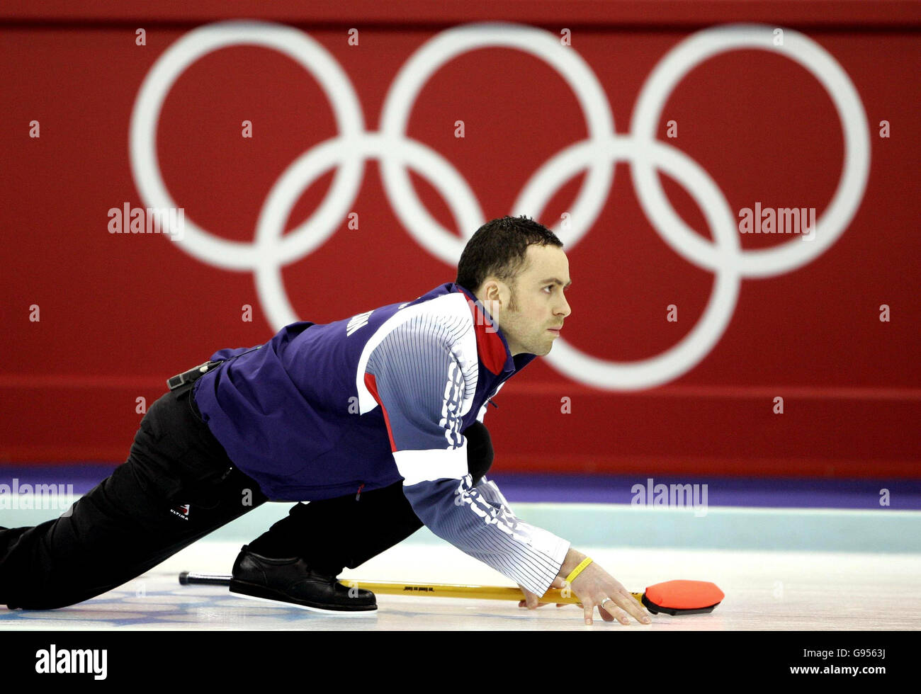 Great Britain's David Murdoch in action during the men's curling match ...