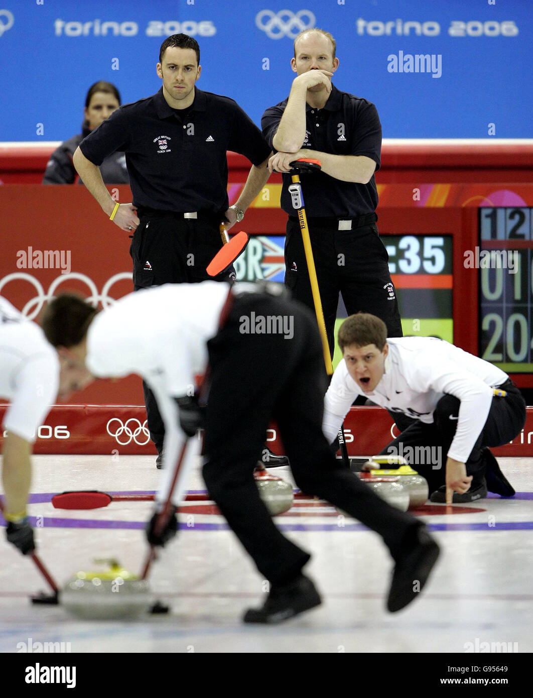 Great Britain's David Murdoch (L) and Ewan MacDonald look on during the ...