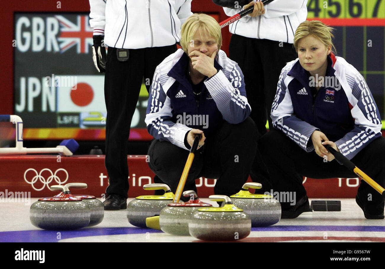 Great Britain's Kelly Wood and Rhona Martin (L) in deep thought during ...