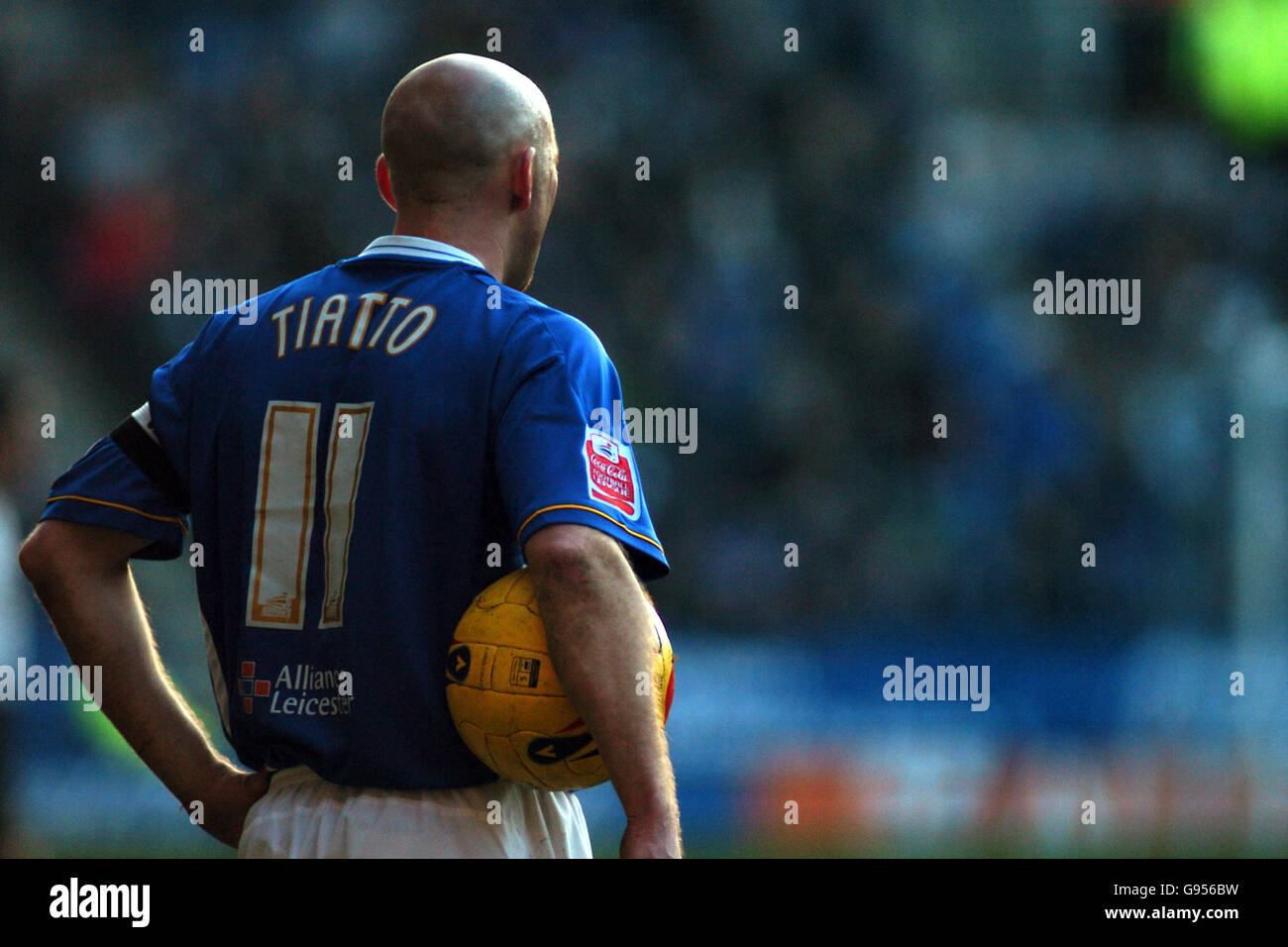 Leicester citys danny tiatto waits to take a throw in hi-res stock ...