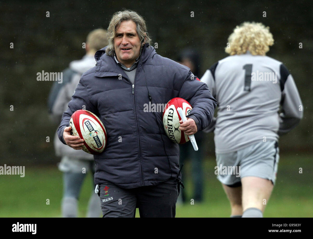 Wales' caretaker coach Scott Johnson during the training session at ...