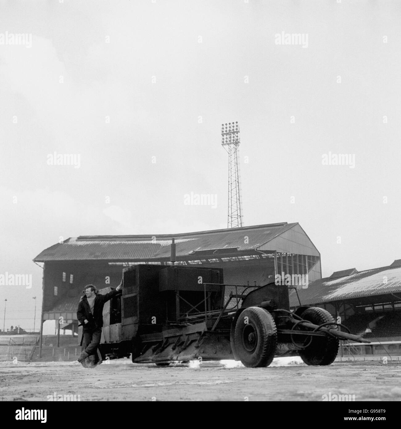Road-burners, conventionally used to melt tar, are employed to thaw out ...