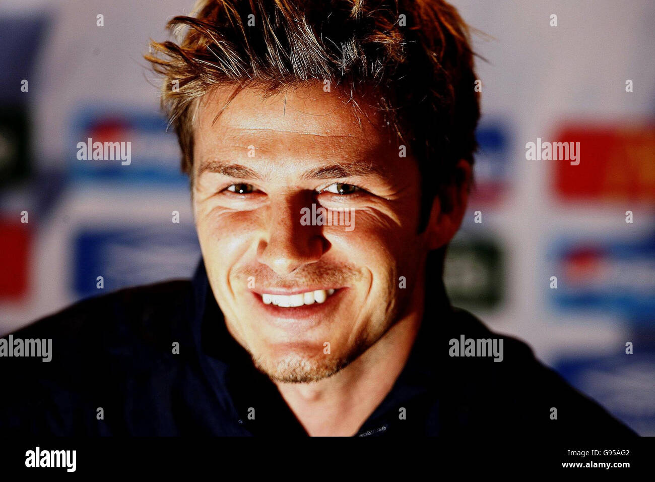 Englands david beckham smiles during a press conference at anfield hi ...