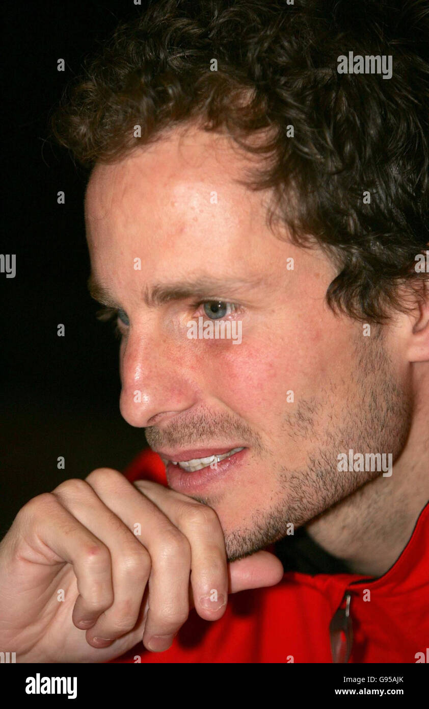 Switzerland's Patrick Muller speaks during a press conference at the Team Hotel, Glasgow ...