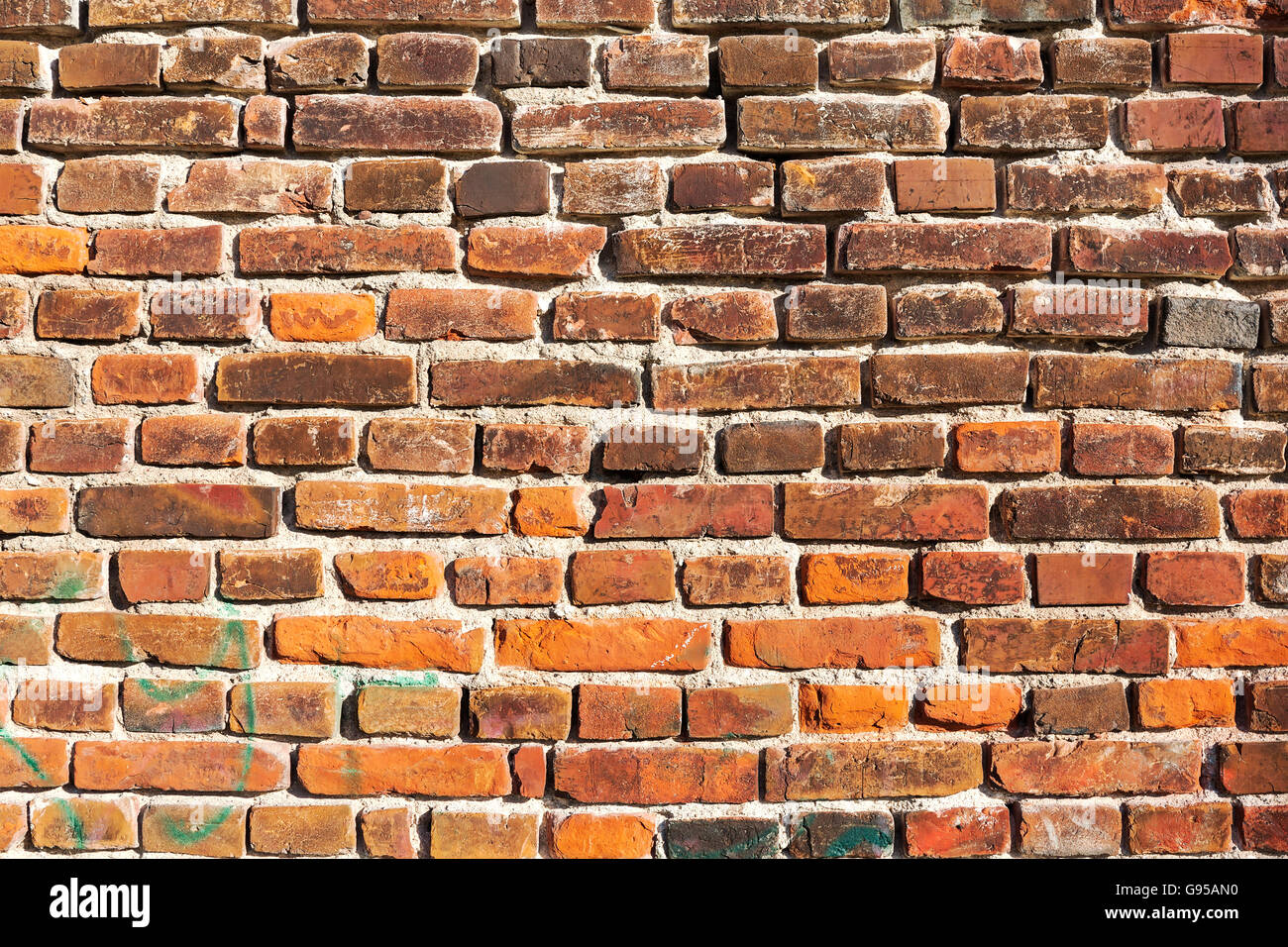 weathered old red brick wall texture as background Stock Photo - Alamy