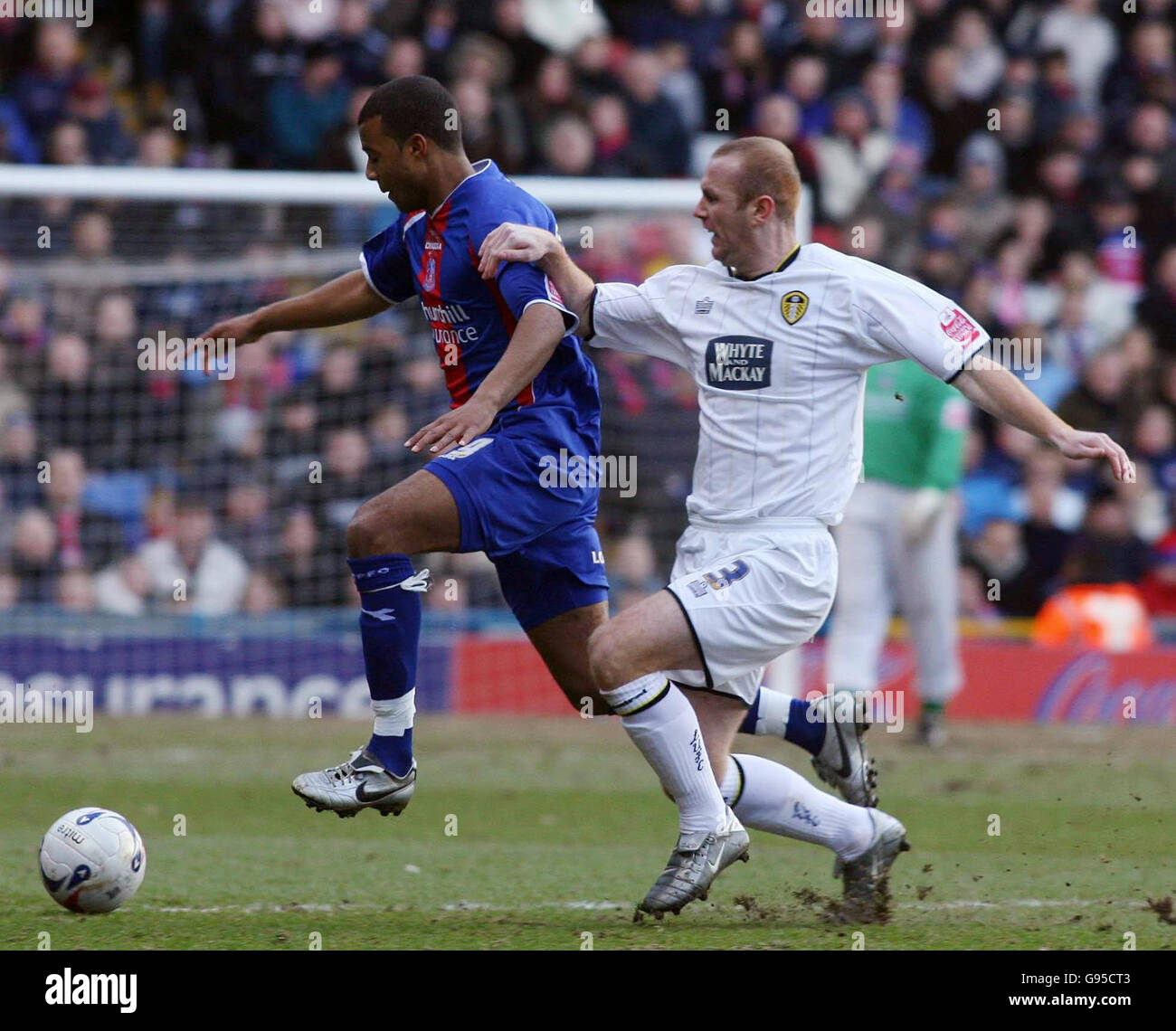 Crystal Palace's Tom Soares (L) and Leeds' Stephen Crainey during the ...