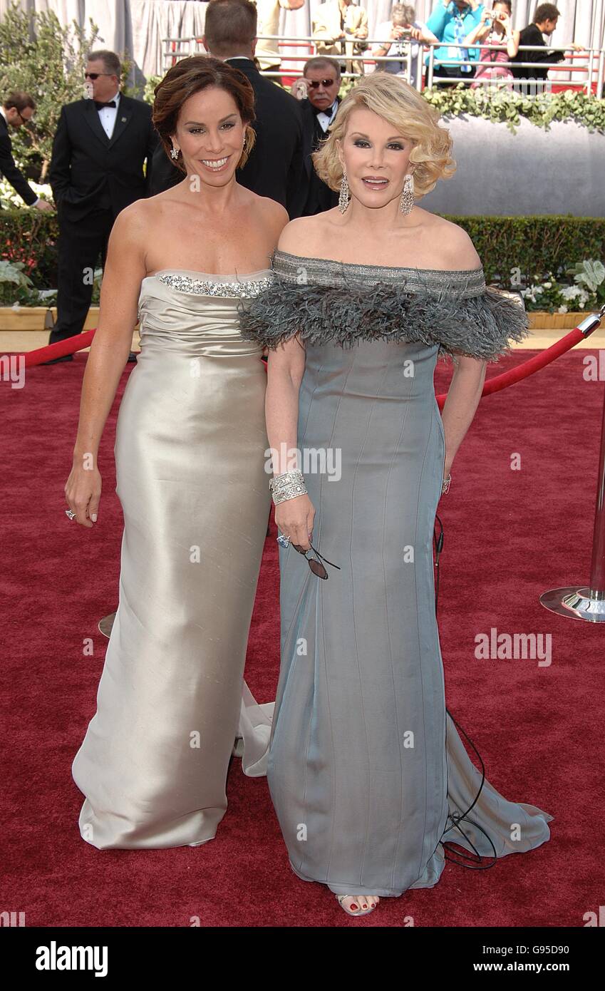 R l joan rivers melissa rivers arrive on the red carpet hi-res stock ...