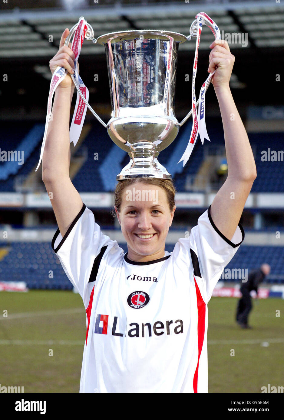 Charlton Athletic's captain Casey Stoney with the FA Premier League Cup ...