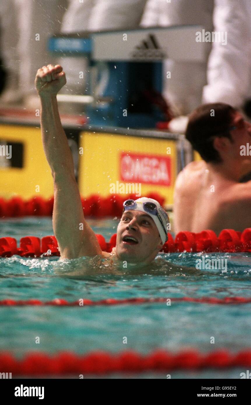 James Hickman, punches the air after winning the gold medal in the Men ...
