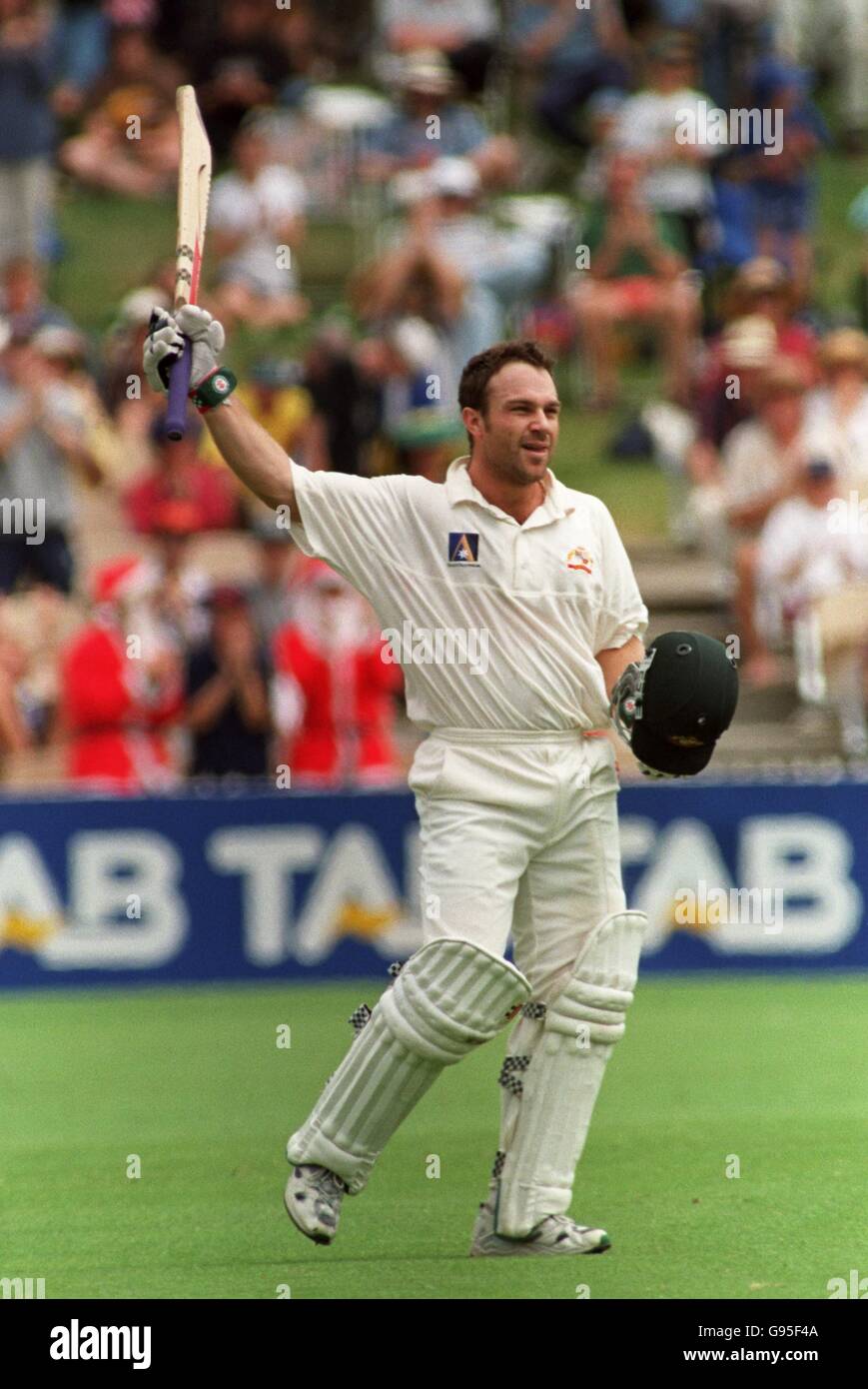 Australia's Michael Slater celebrates his century against England Stock ...