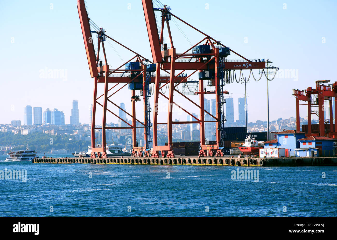 Istanbul, Turkey – July 7, 2015: Panorama with blue sky, sea and ...
