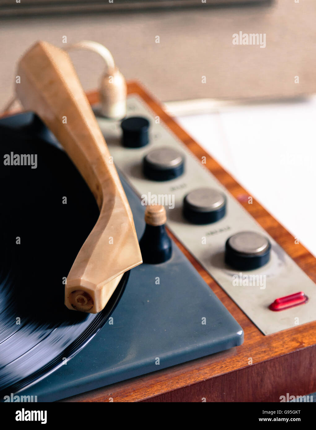 vintage old retro record player with vinyl disc Stock Photo - Alamy