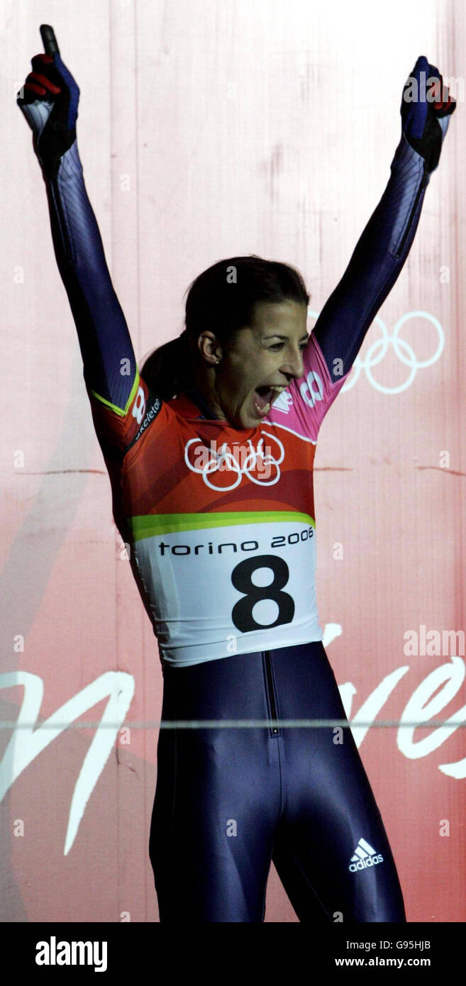 FROM OLYMPICS Winter 6*** Great Britain's Shelley Rudman celebrates on ...