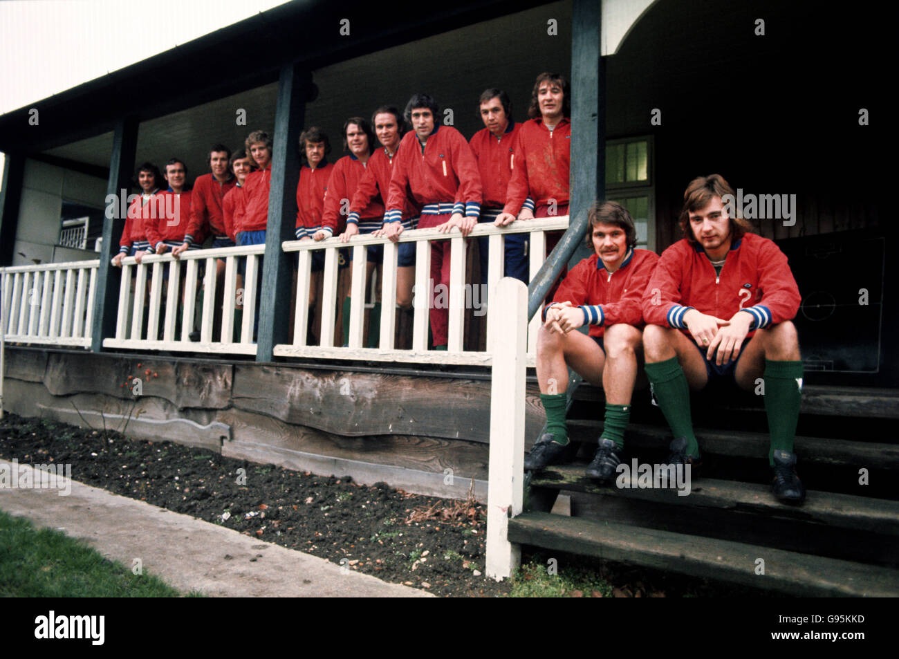 Chelsea players take a break from training to pose for the camera: (l-r ...