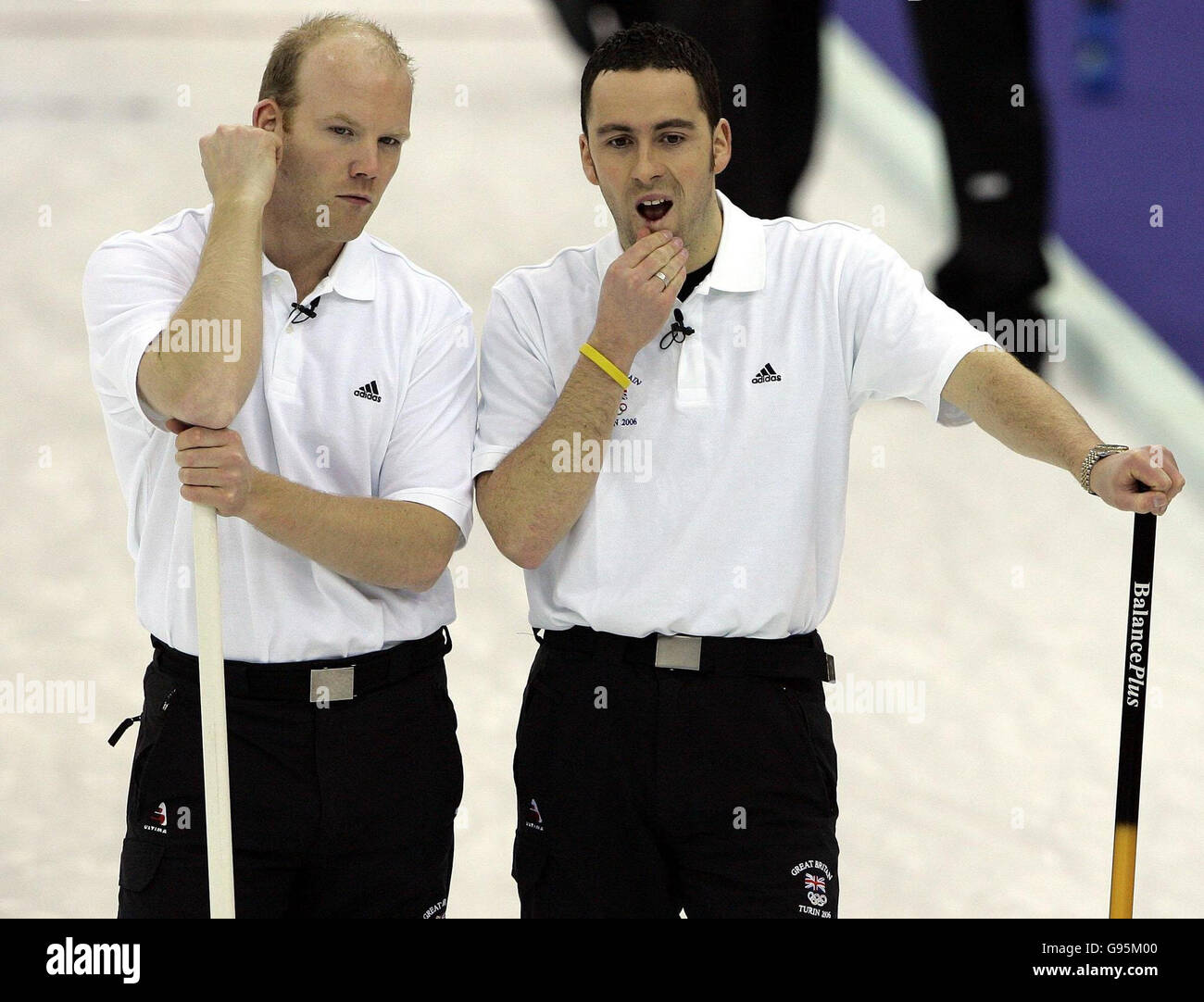 Great Britain's David Murdoch (R) and Ewan Macdonald during their semi ...