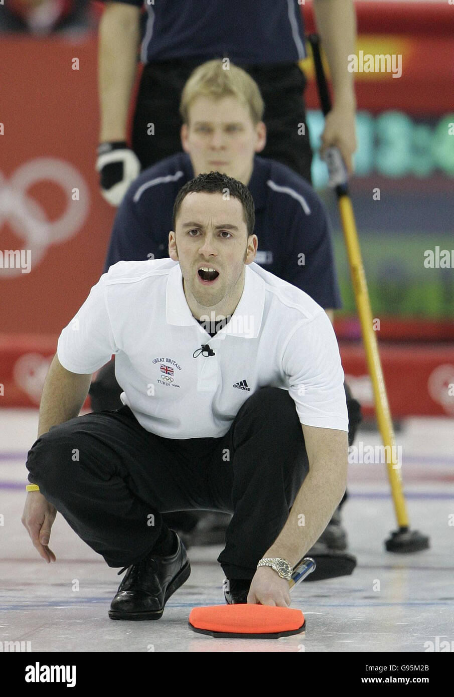 Great Britain's David Murdoch reacts during their semi-final curling ...
