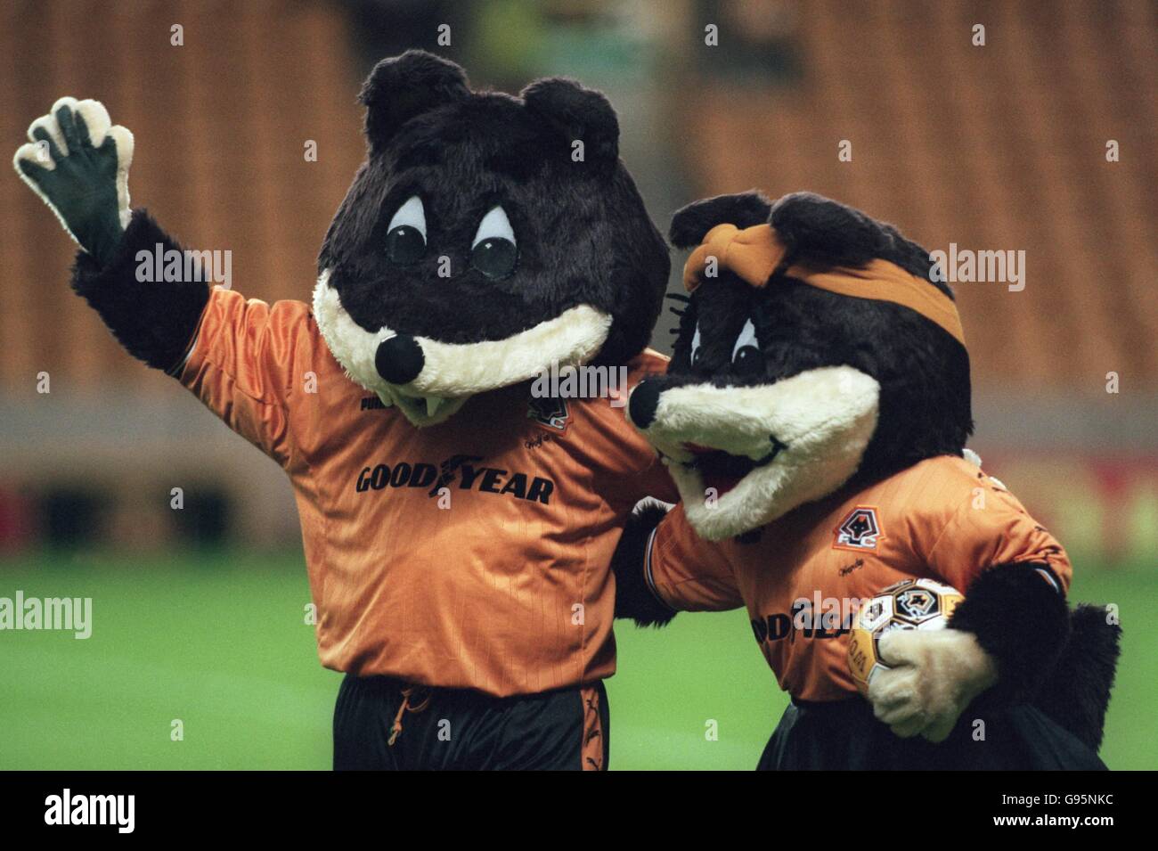 Wolverhampton wanderers mascots wave to the crowd hi-res stock ...