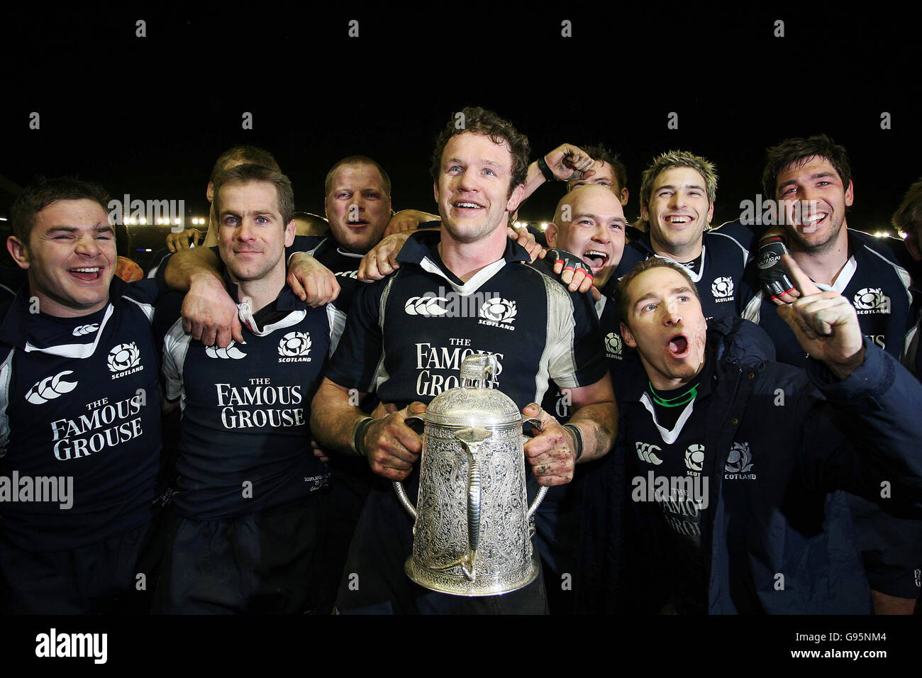 Scotland's captain Jason White and his team mates celebrate with the ...
