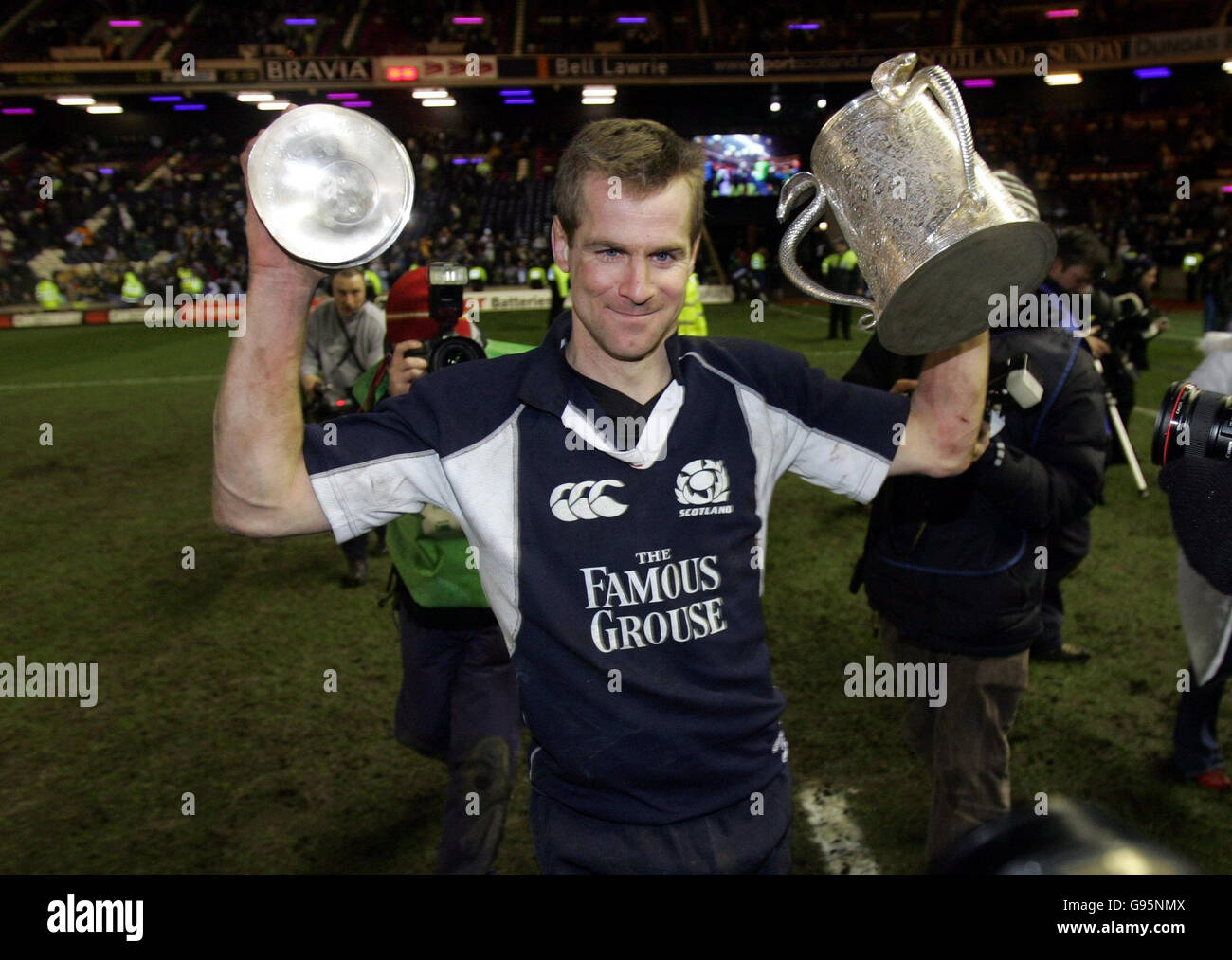 Scotland's Chris Paterson celebrates with the Calcutta Cup after ...