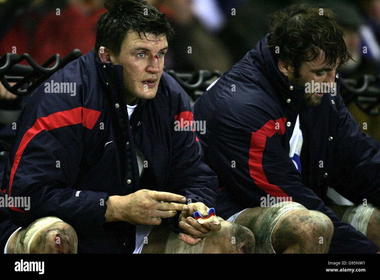 England's Martin Corry (L) and Danny Grewcock look dejected from the ...