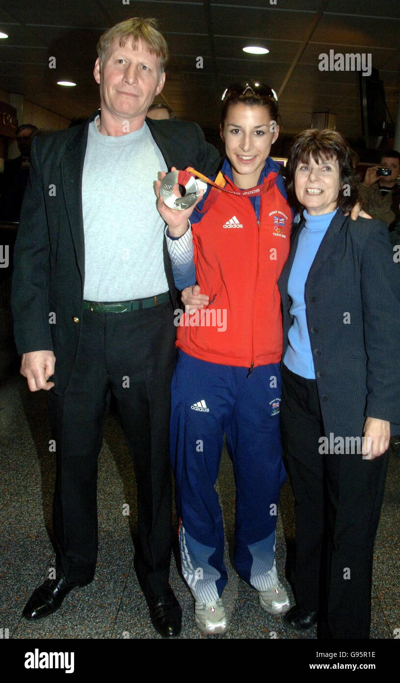 Great Britain's Shelley Rudman proudly shows of her silver medal which ...