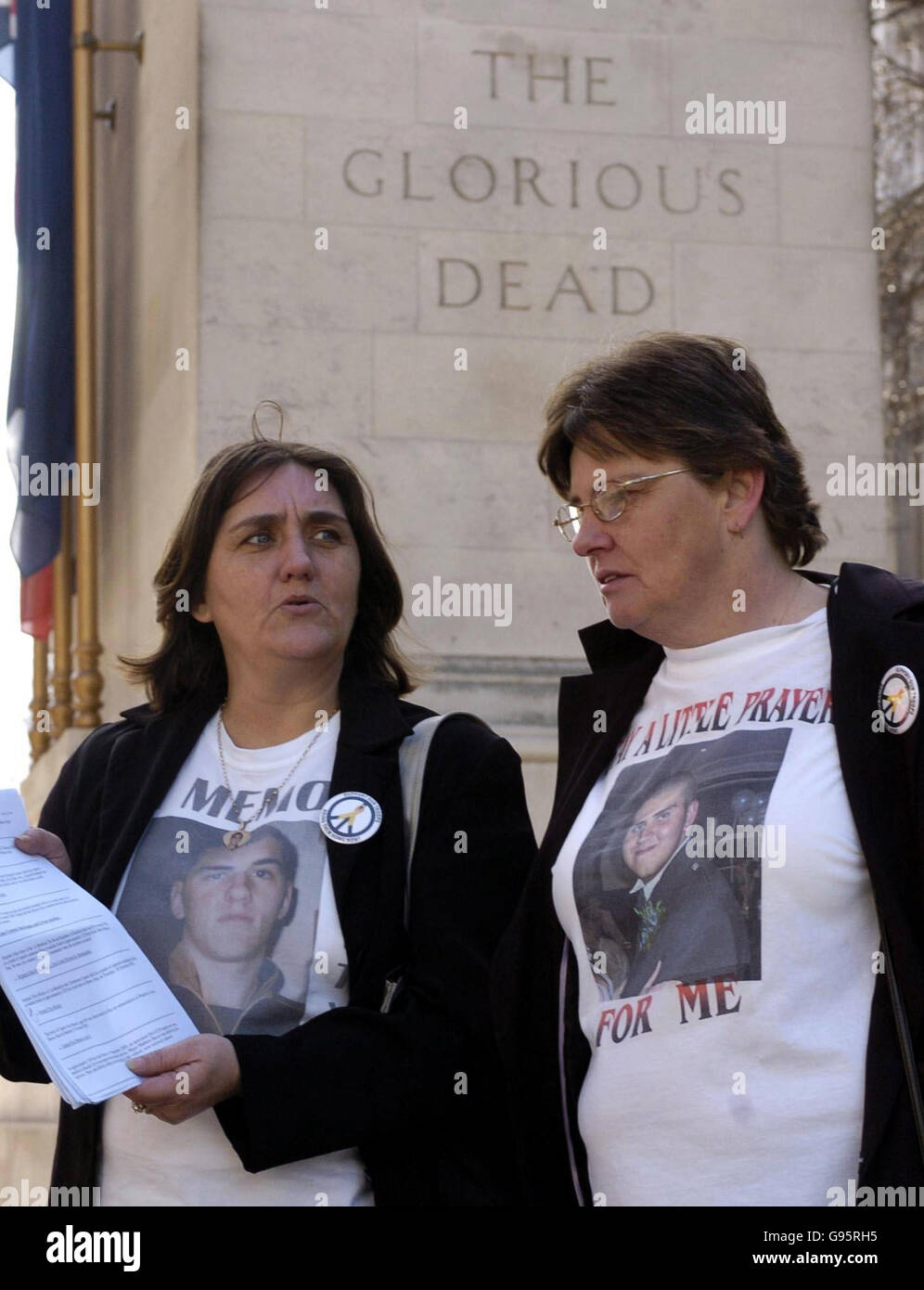 Janet Lowrie, right, who has two sons serving in Iraq, and Rose Gentle ...