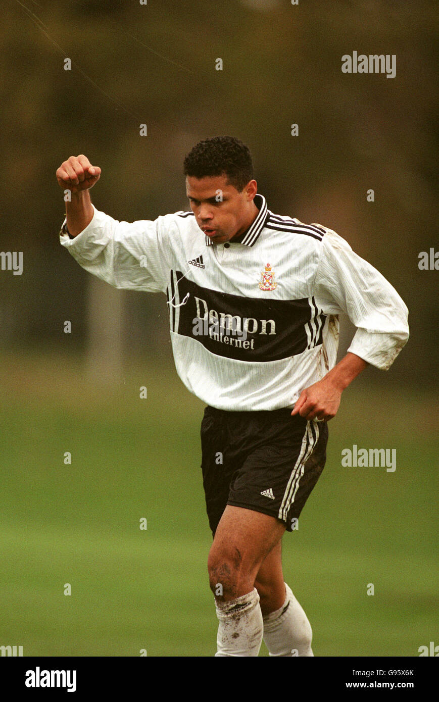 Fulhams john salako celebrates scoring a goal hi-res stock photography ...