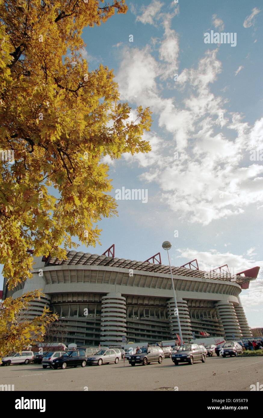 A view of the exterior of the San Siro Stadium, home of AC Milan Stock ...