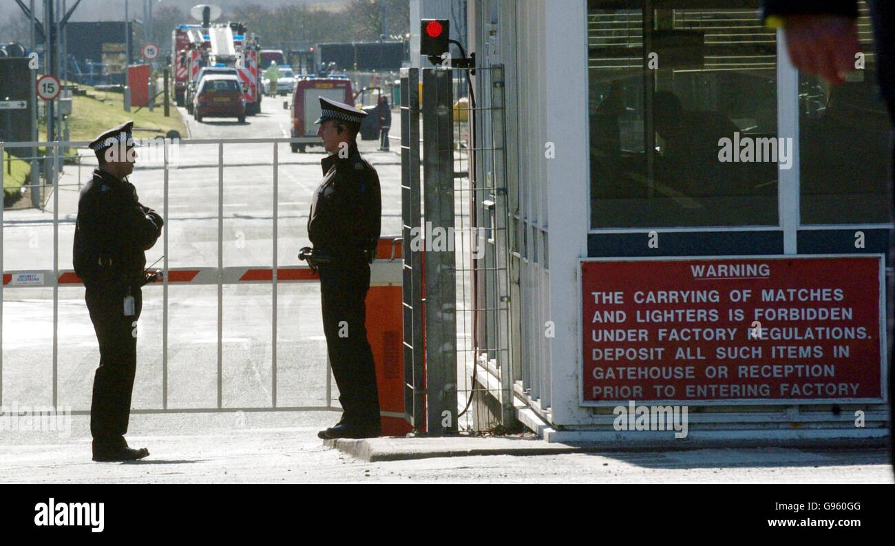 The scene at the GlaxoSmithKline plant in Irvine, North Ayrshire ...