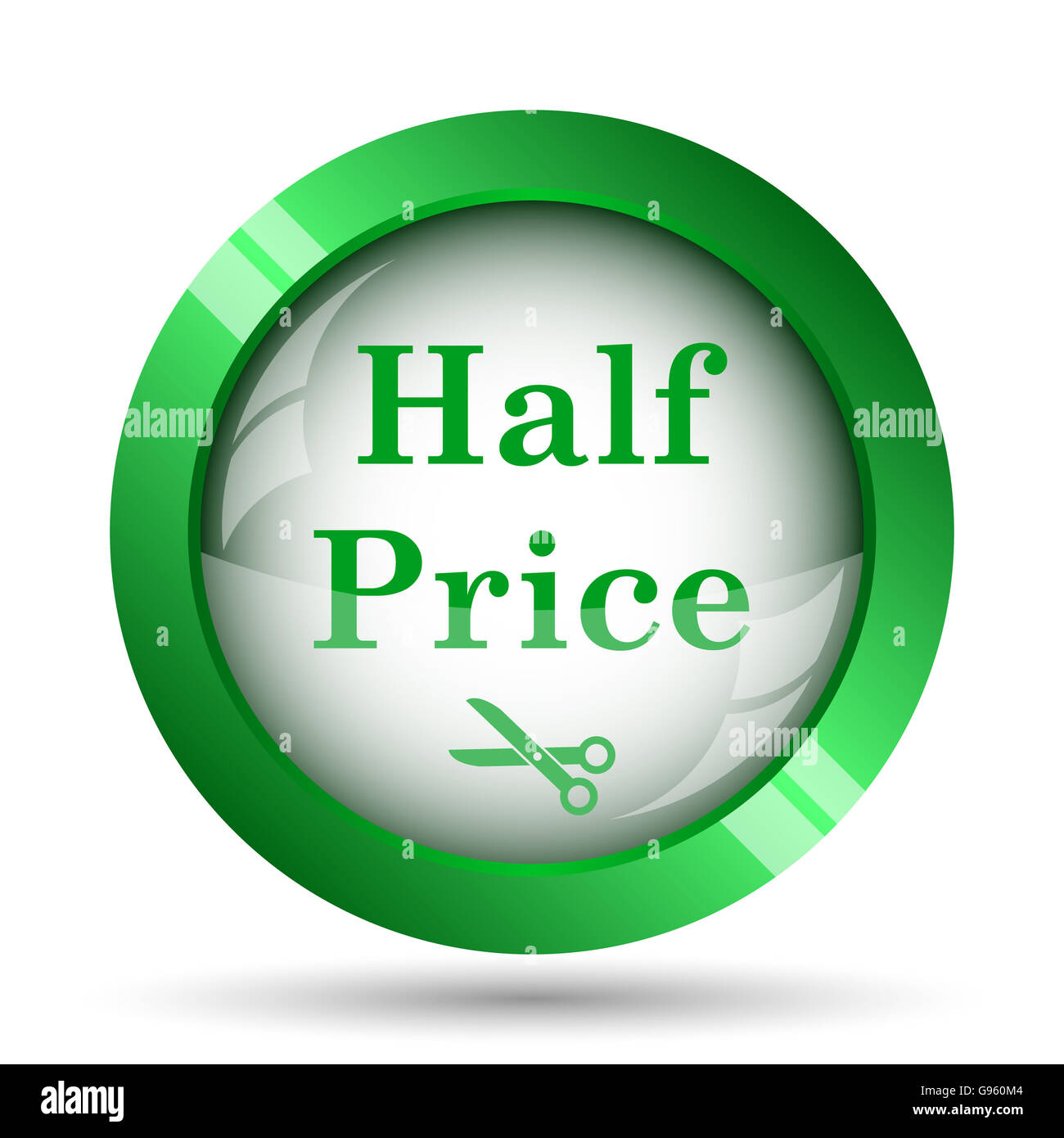 Half price icon. Internet button on white background Stock Photo - Alamy