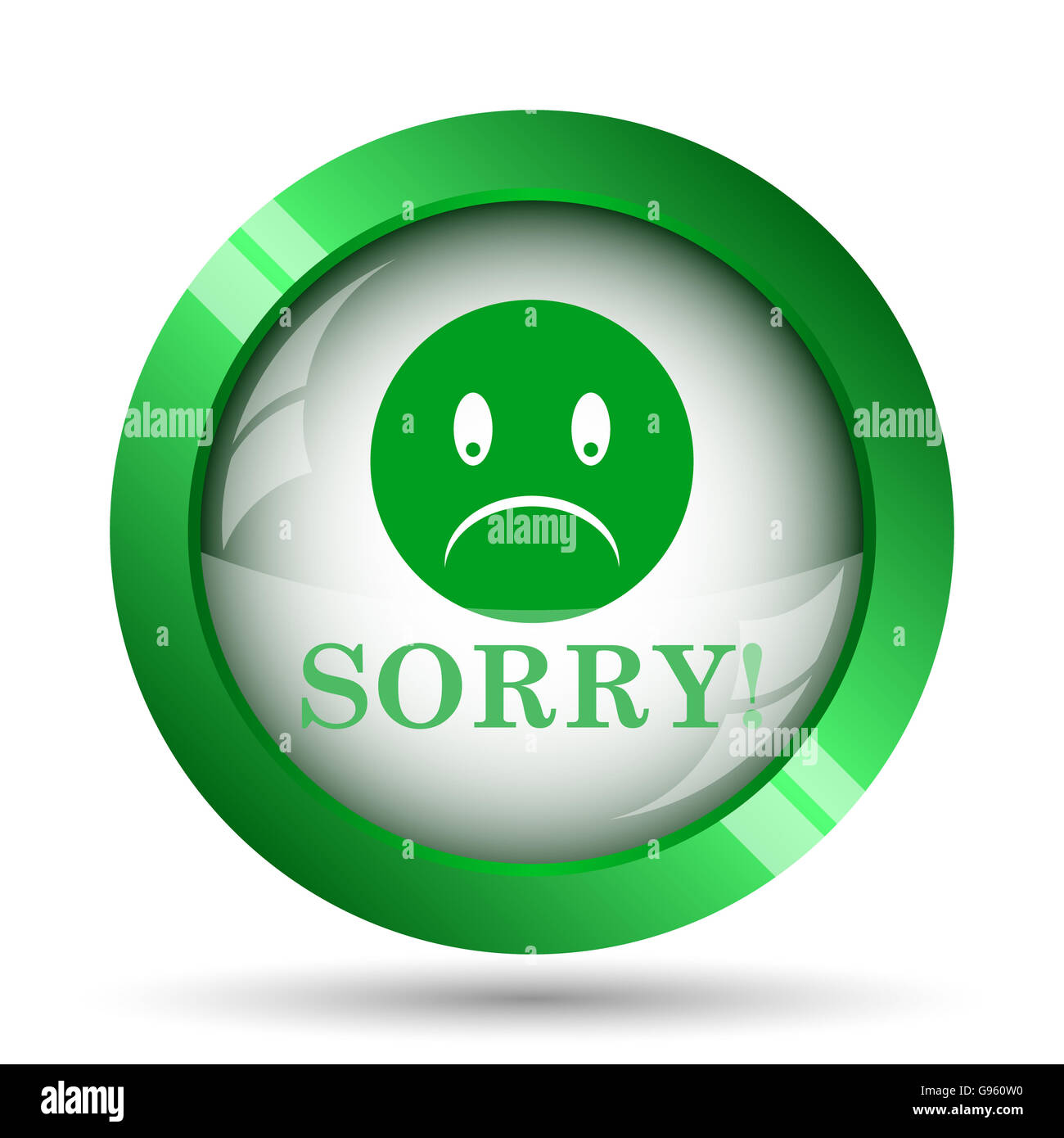 Sorry icon. Internet button on white background Stock Photo - Alamy