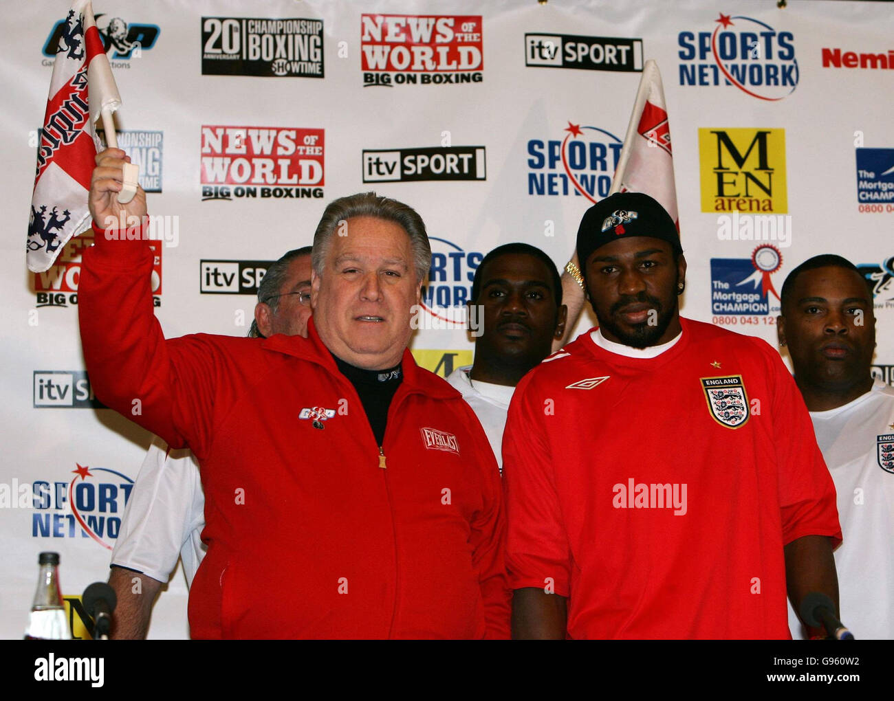 IBF Super Middleweight Champion Jeff Lacy wears an England shirt with ...