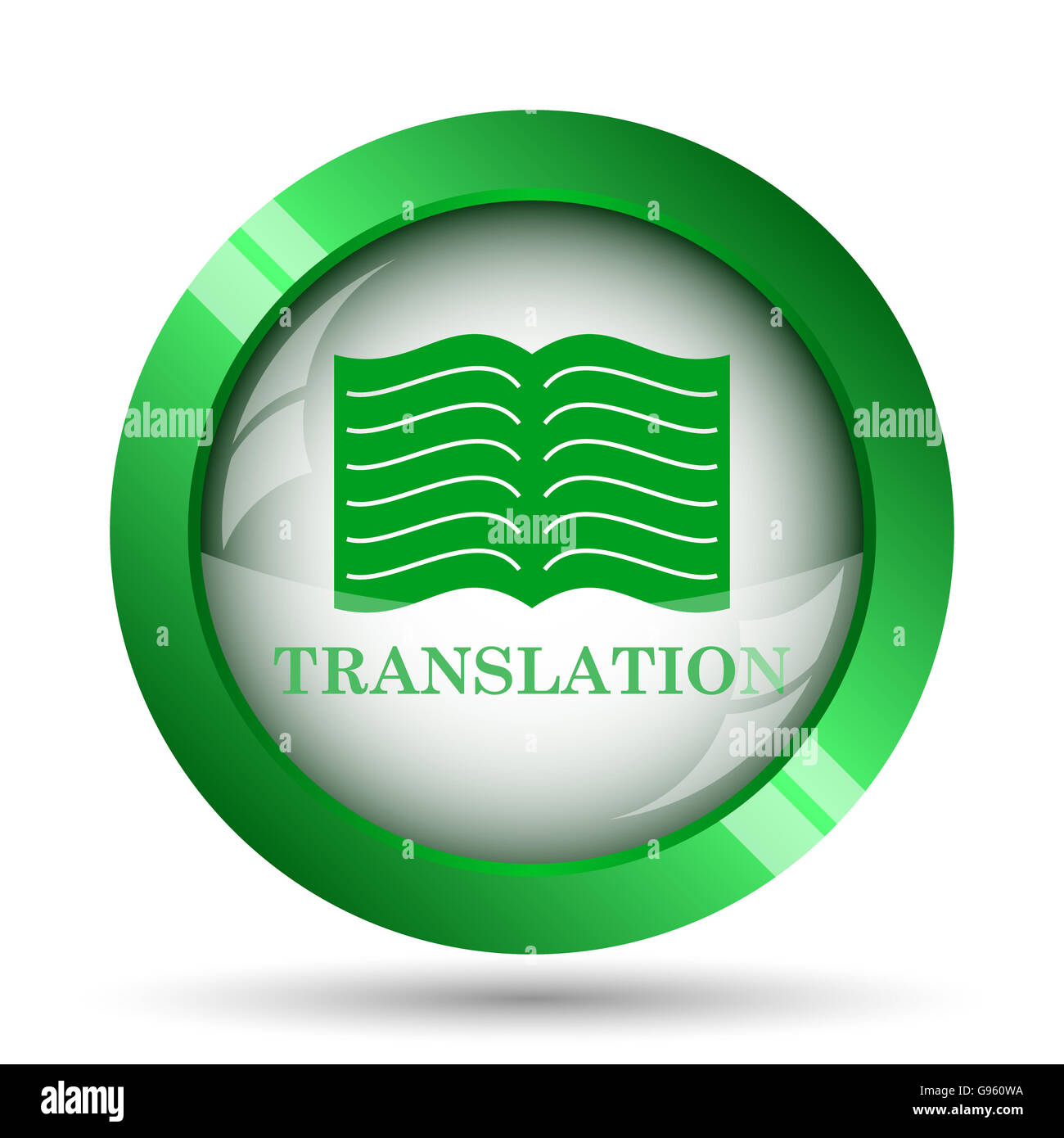 Translation book icon. Internet button on white background Stock Photo ...